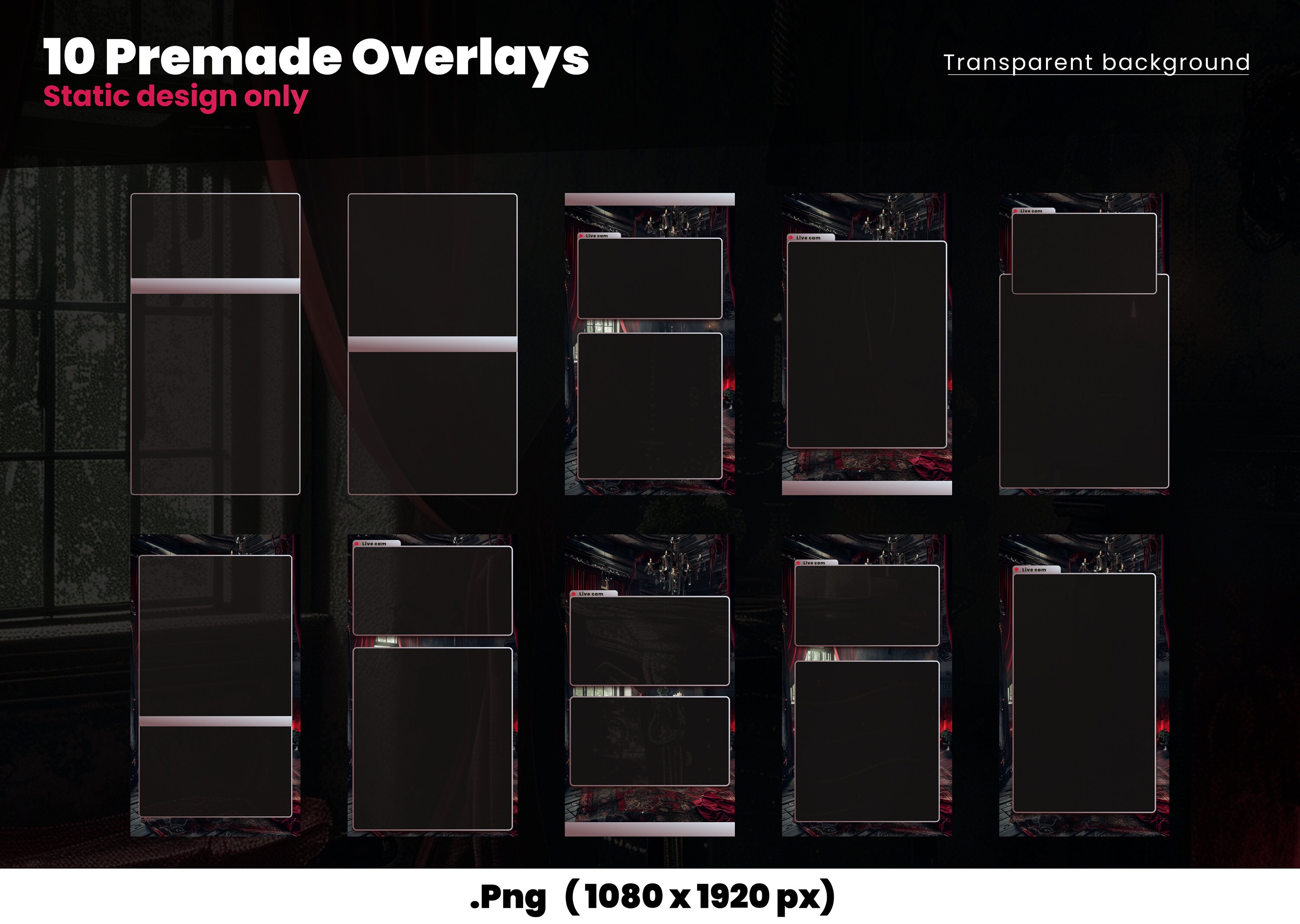 Vampire Tiktok Stream Package – Dark Gothic Overlays, Red & Black ...