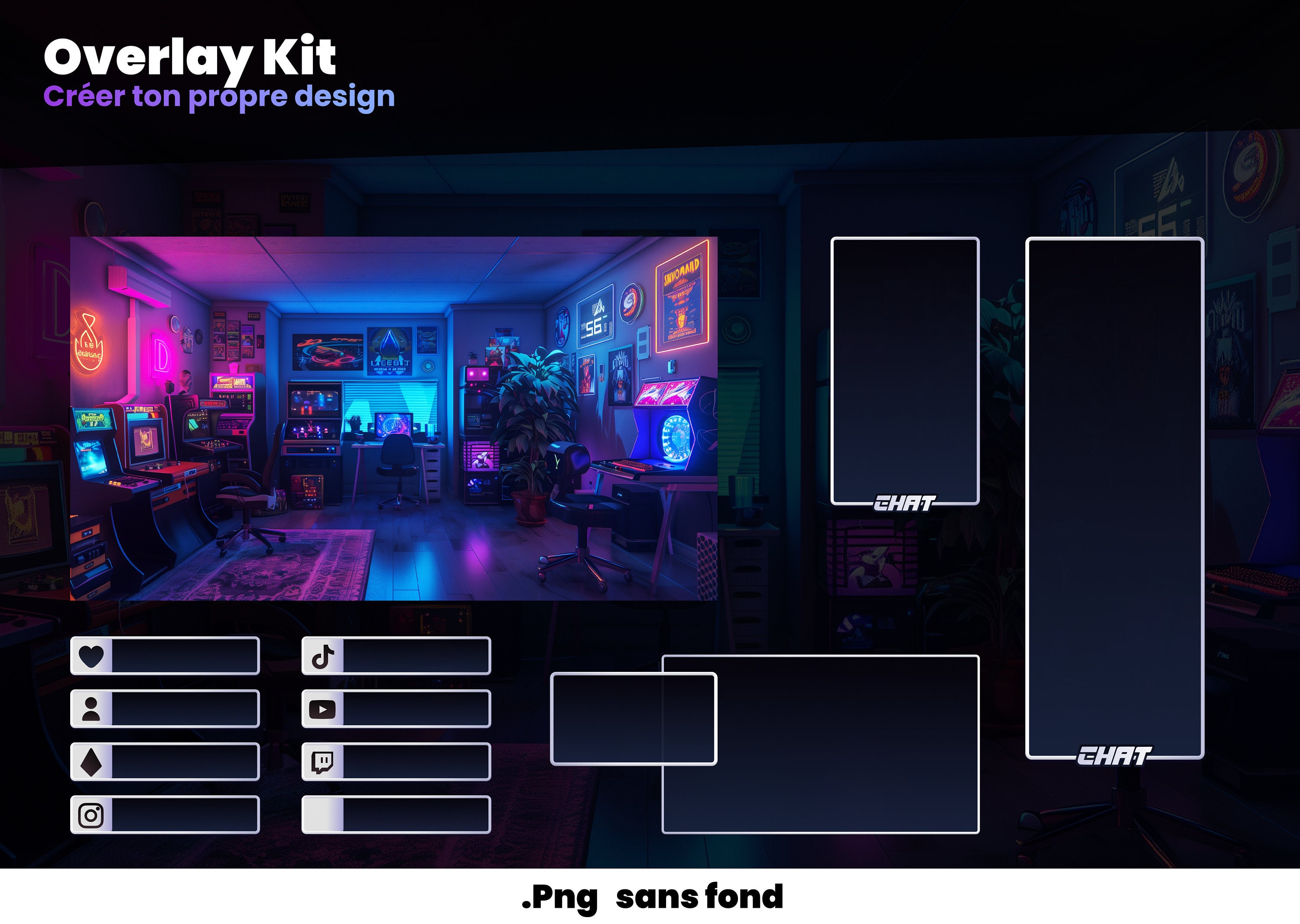 Pack De Diffusion Twitch RETRO WAVE FR Twitch Overlays En Français ...