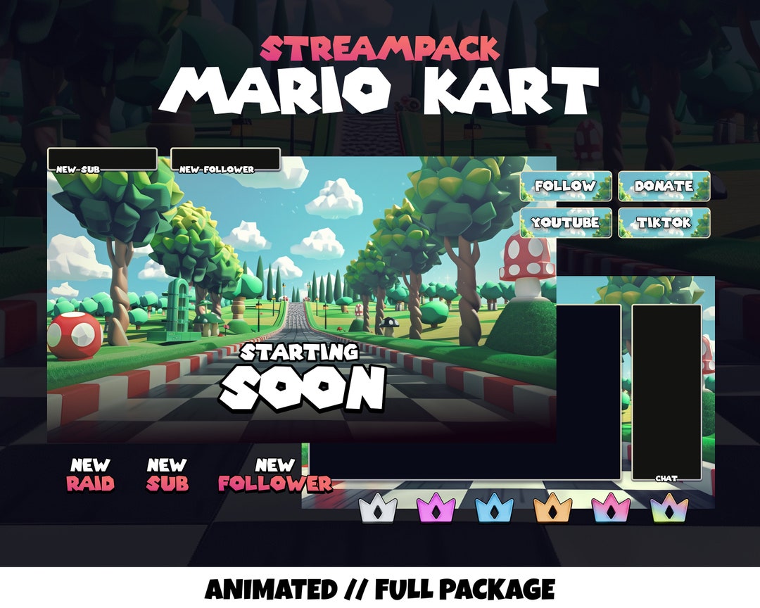 STREAM PACKAGE - Mario Kart - Animated - COLORS - Racing Track ...