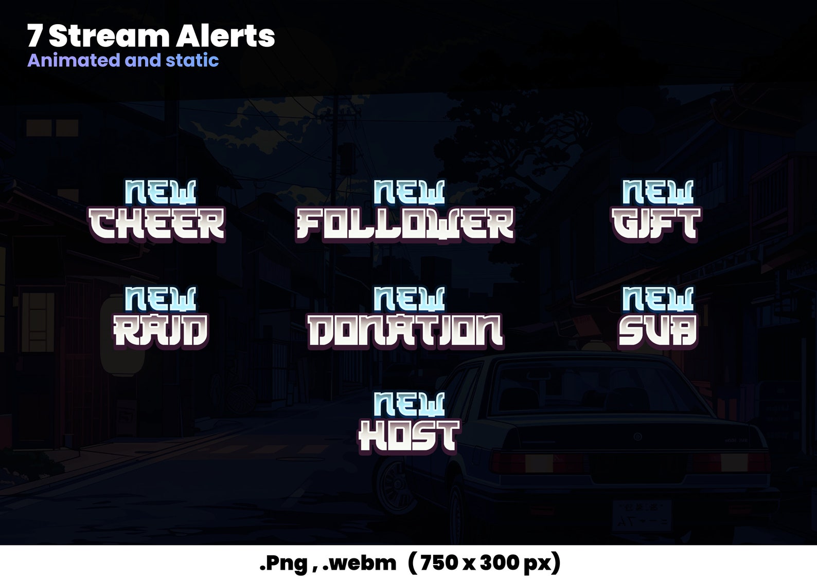 Night Tokyo Streets Overlays Pack - Twitch Japan Stream Package ...