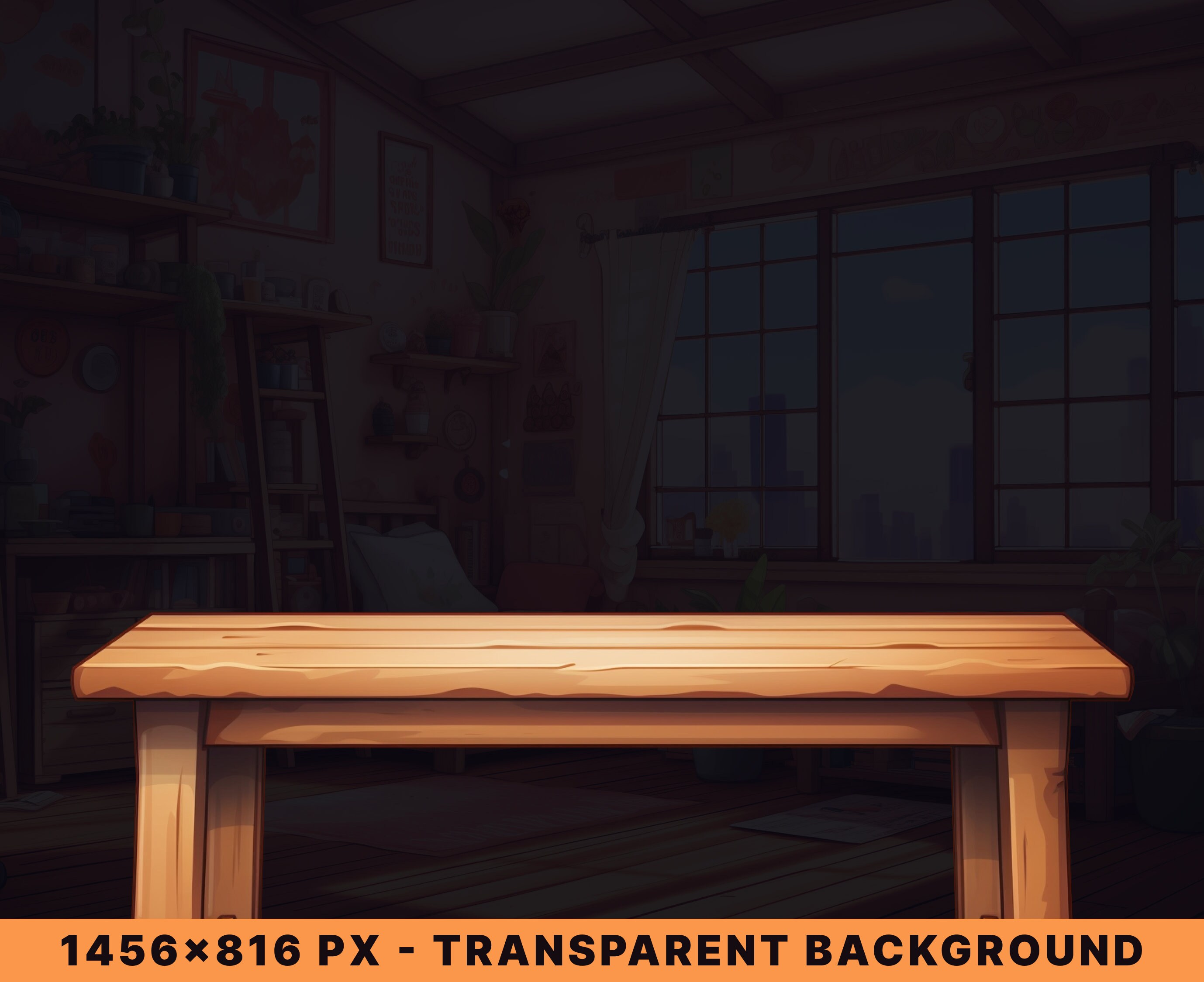 VTUBER Wooden Table Desk VTUBER KIT Brown Illustrated Stream Decoration ...