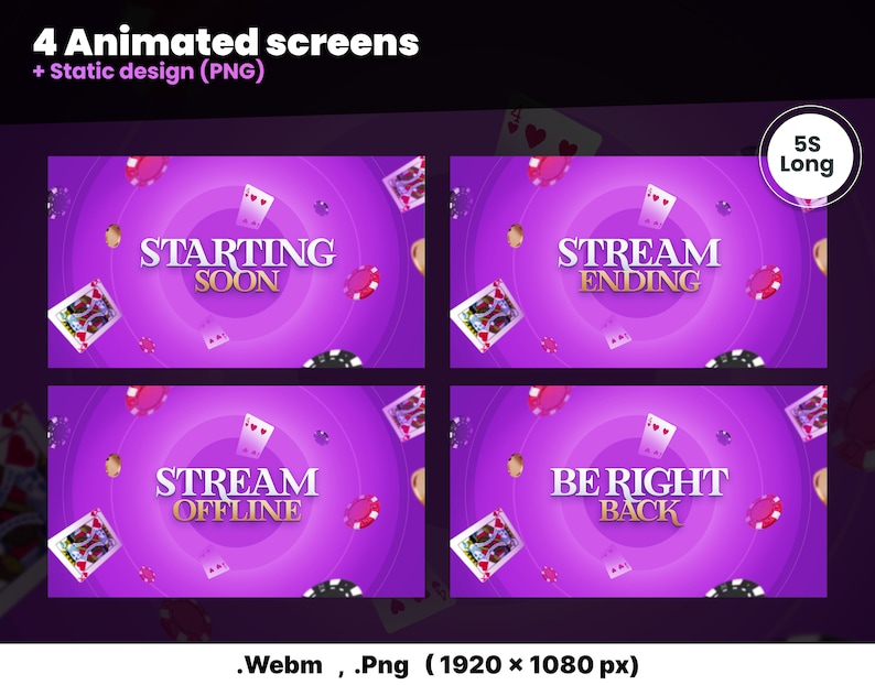 Purple Casino Overlay | Twitch Gambling Stream Package | Animated ...