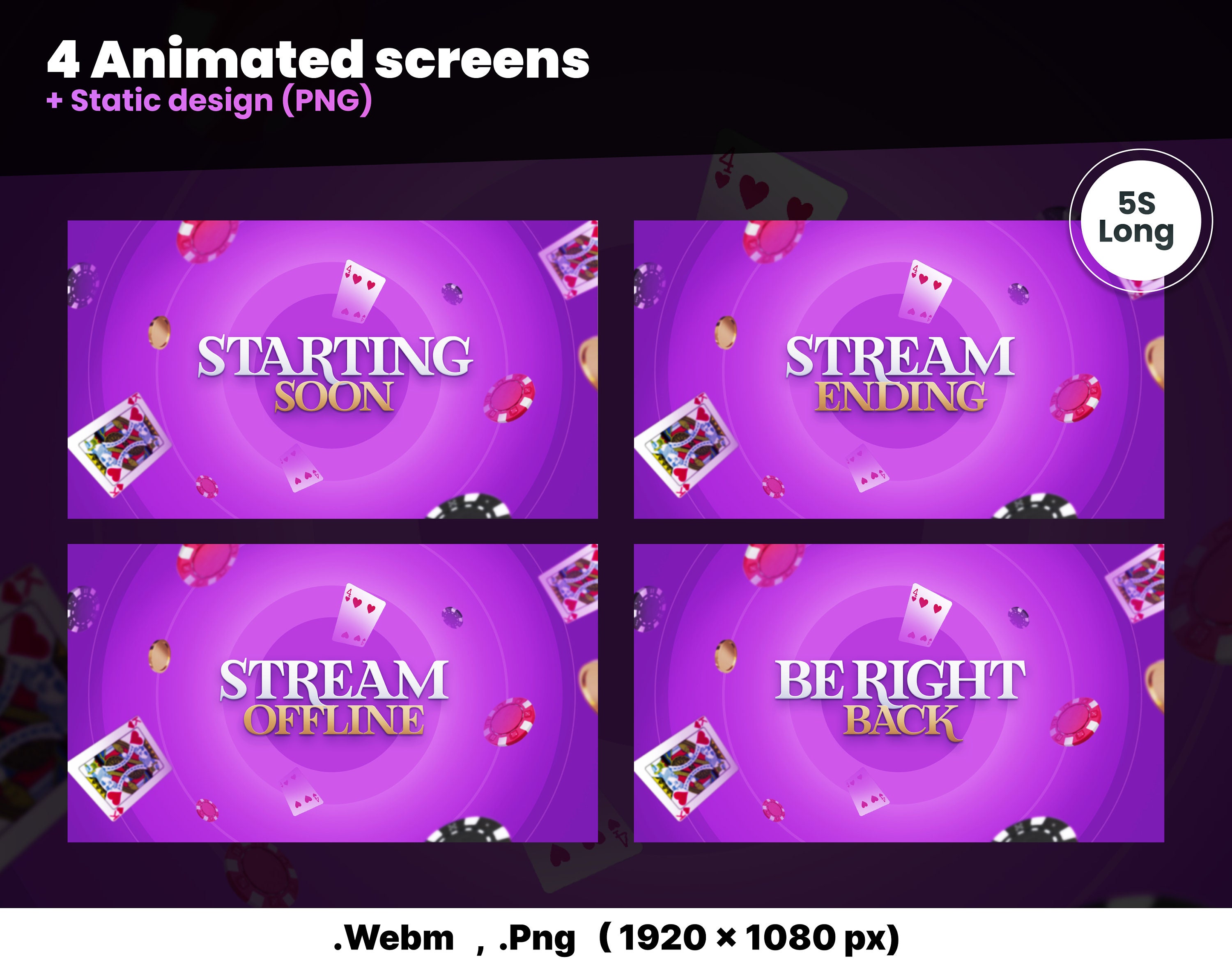 Purple Casino Overlay | Twitch Gambling Stream Package | Animated ...