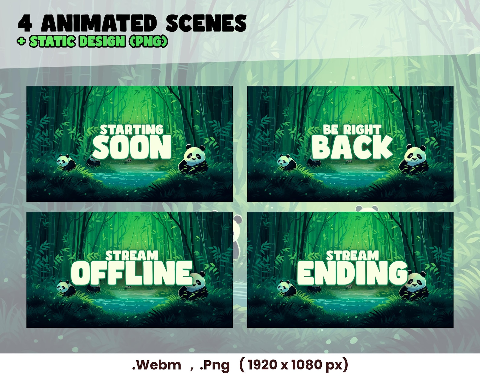 CUTE PANDA BAMBOO Stream Overlay // Full Package // Screens, Alerts ...