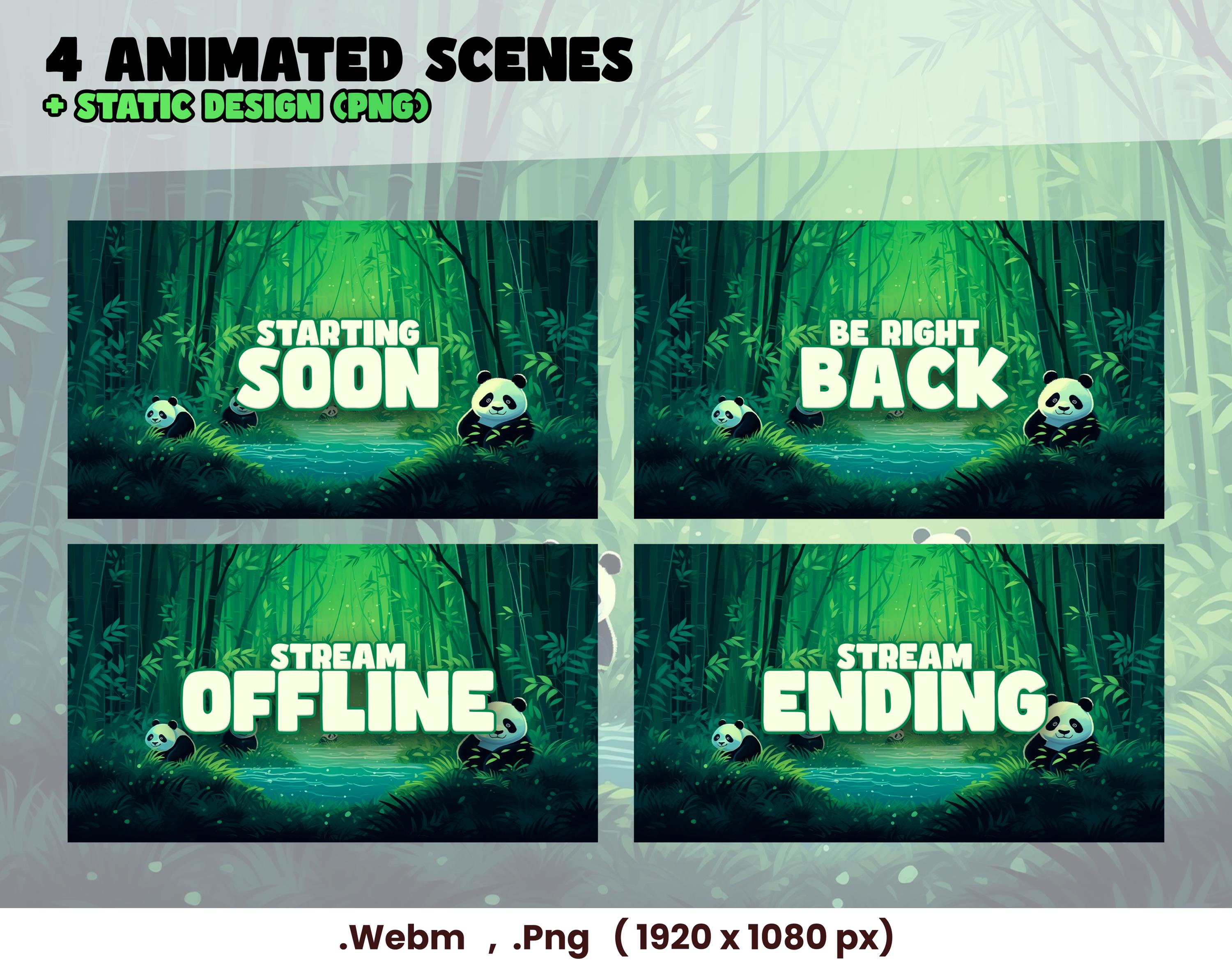 CUTE PANDA BAMBOO Stream Overlay // Full Package // Screens, Alerts ...