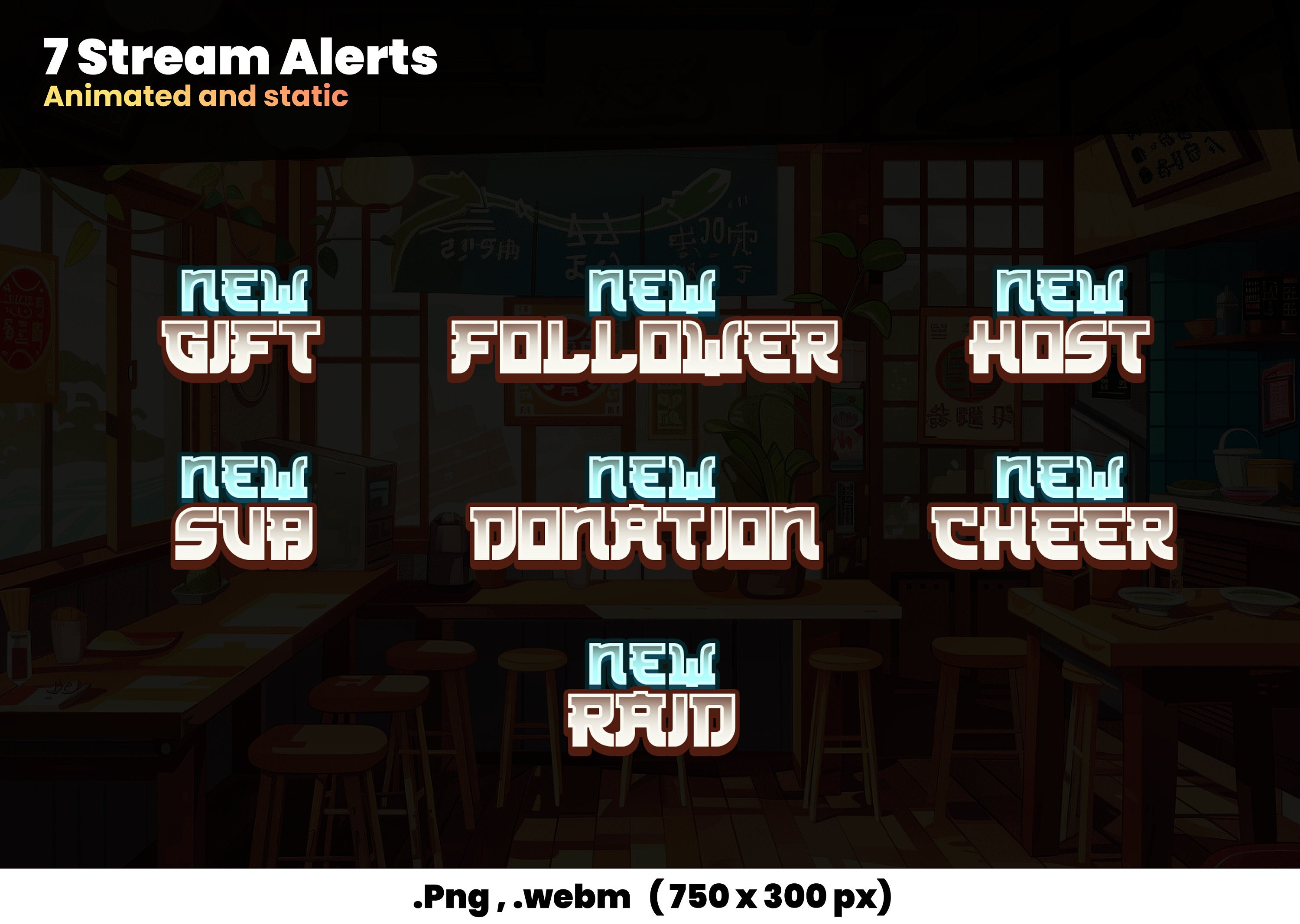 RAMEN SHOP OVERLAY Kit Twitch Stream Package Japanese Ramen Shop Japan ...