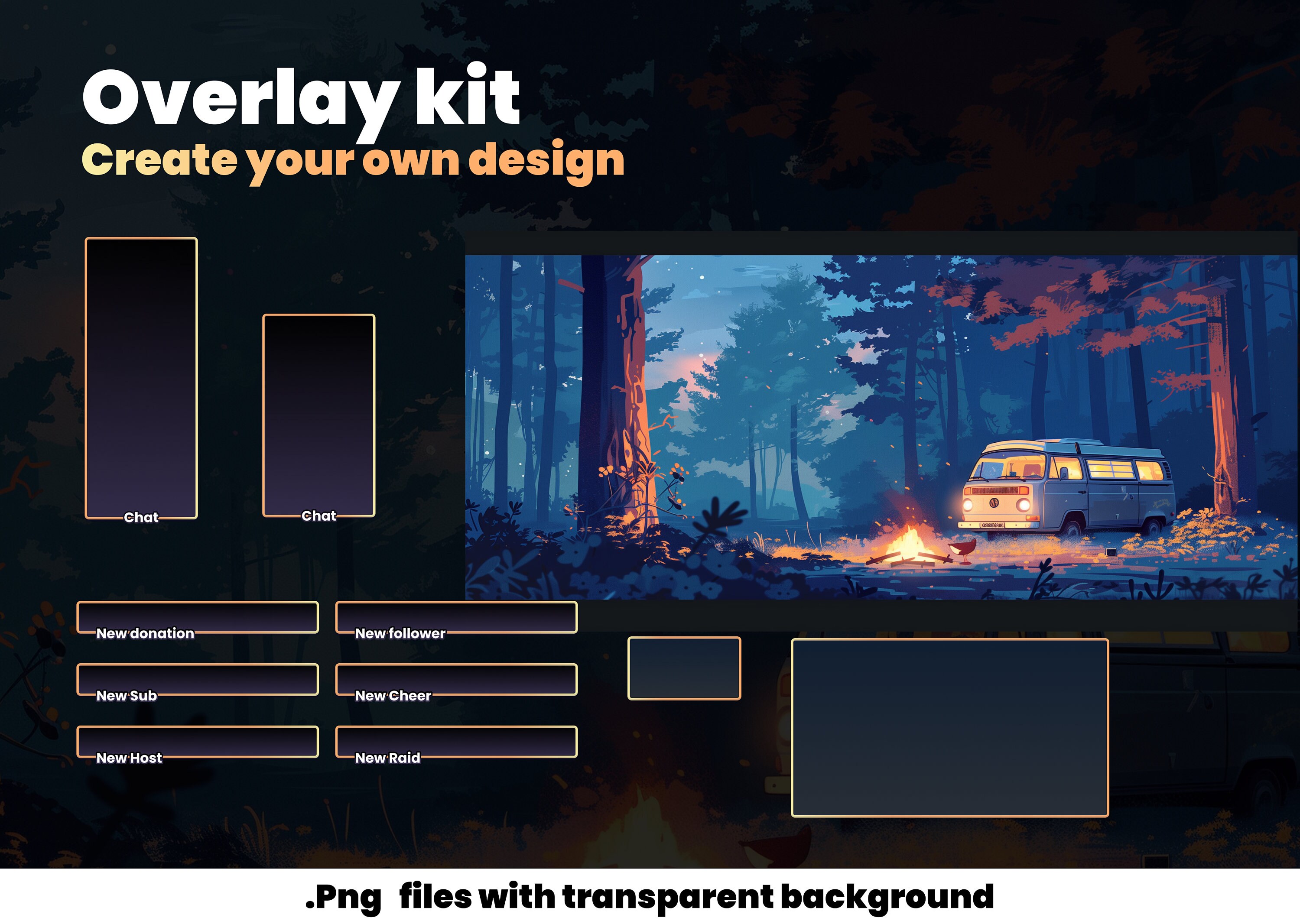 Van in the Forest Twitch Stream Package Animated Overlays Van Life ...
