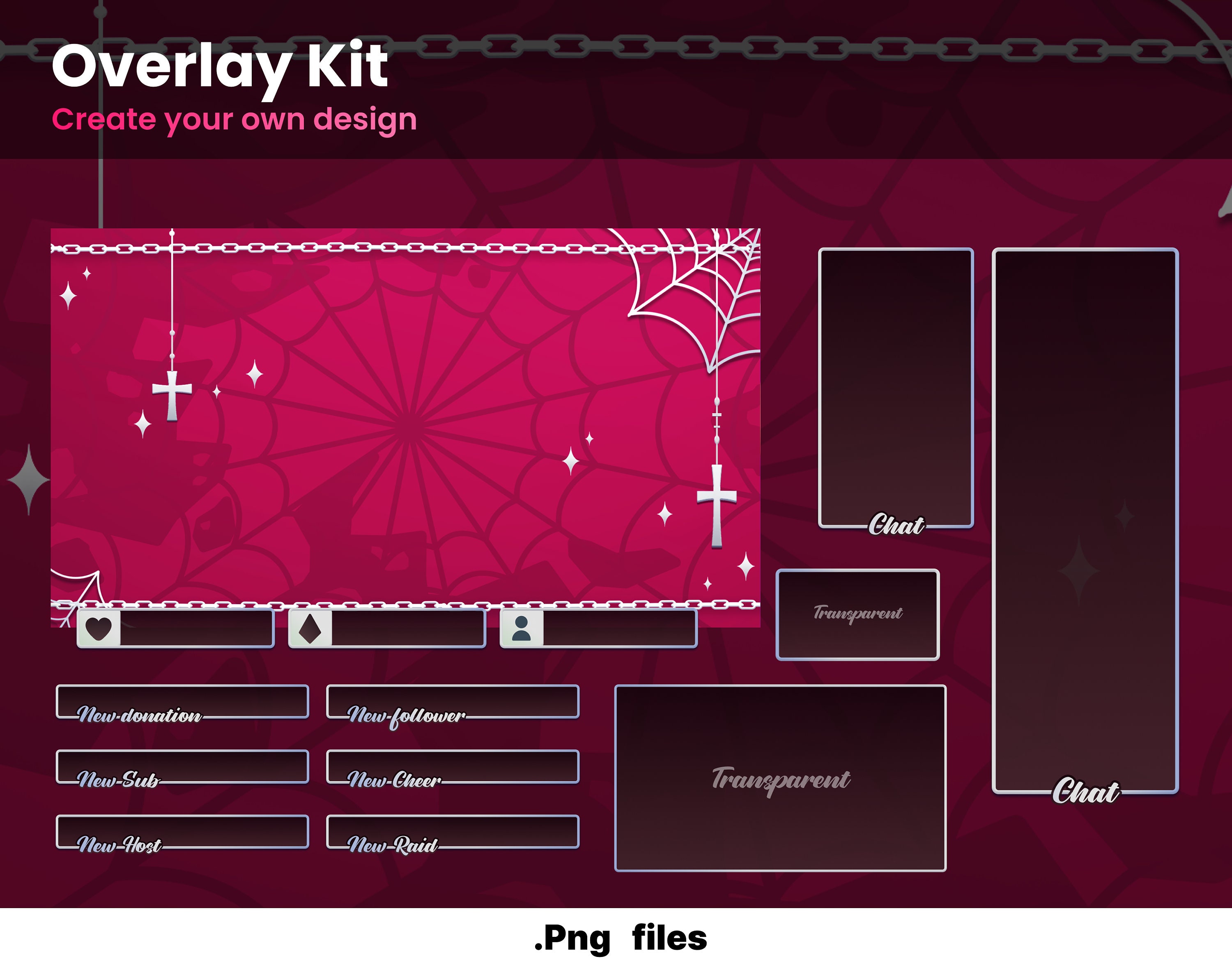Red Gothic Pack Animated Gothic Stream Package Vampire Overlays Kit White and Red Scenes, Badges ...