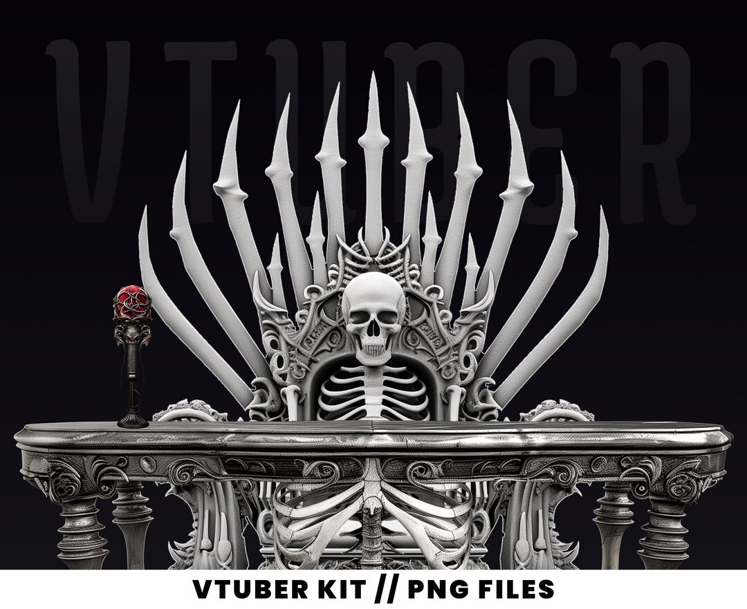VTUBER KIT - Bones Skull Theme - Thrones , Tables and Microphone ...