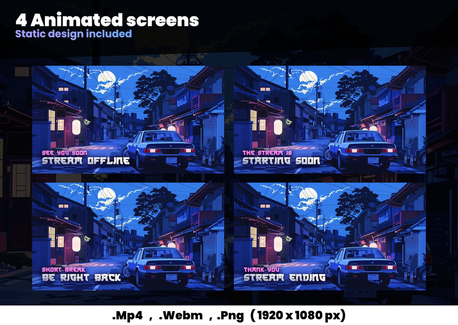 Night Tokyo Streets Overlays Pack - Twitch Japan Stream Package ...