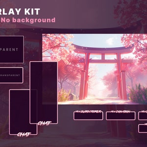 PINK SAKURA JAPAN Stream Pack Twitch Overlays Japan Theme Badges ...