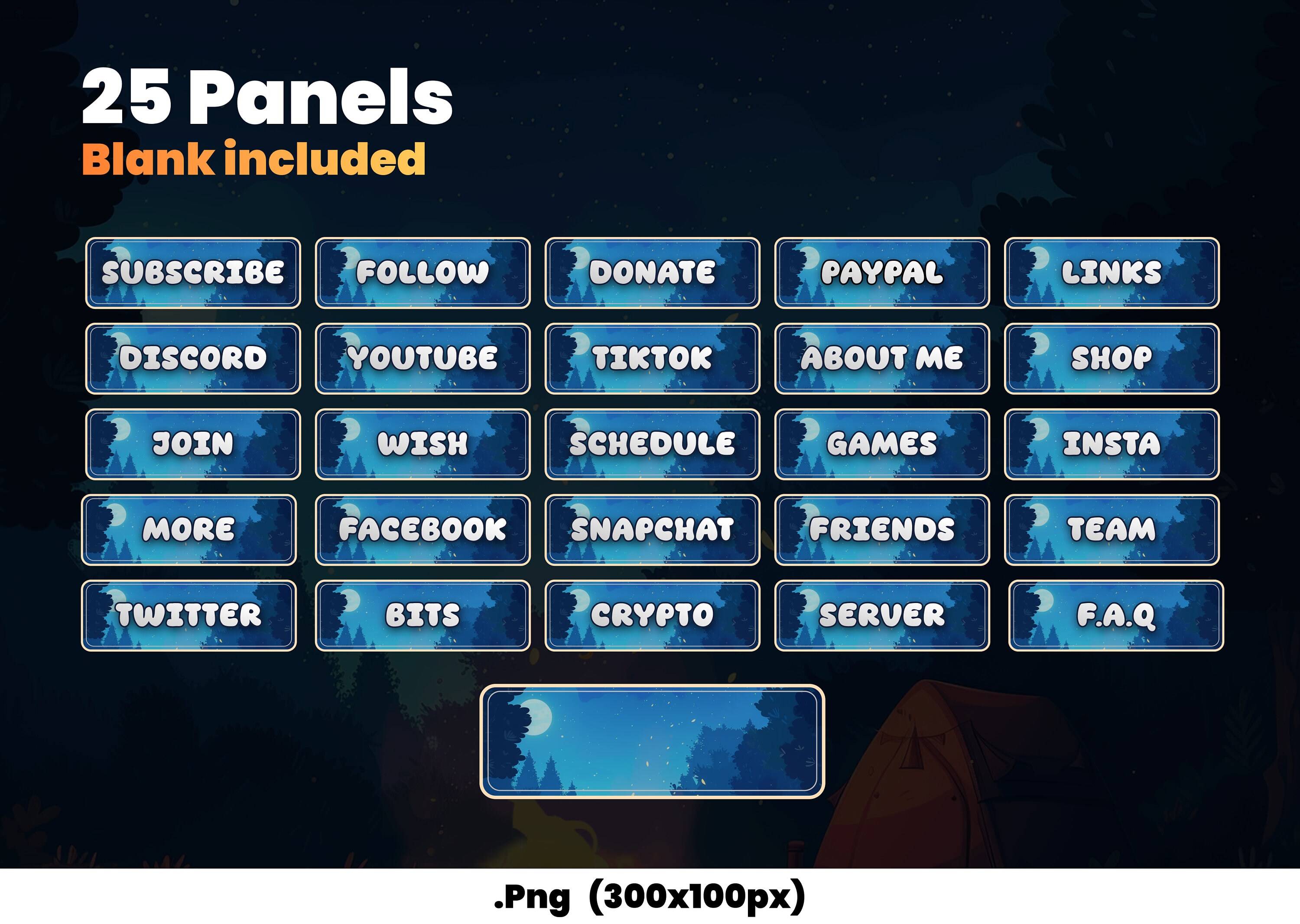Forest Campfire Animated Twitch Package - Midnight Low-fi Mood ...