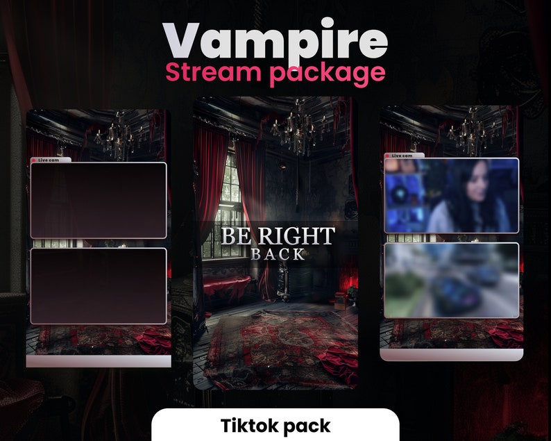 Vampire Tiktok Stream Package – Dark Gothic Overlays, Red & Black ...