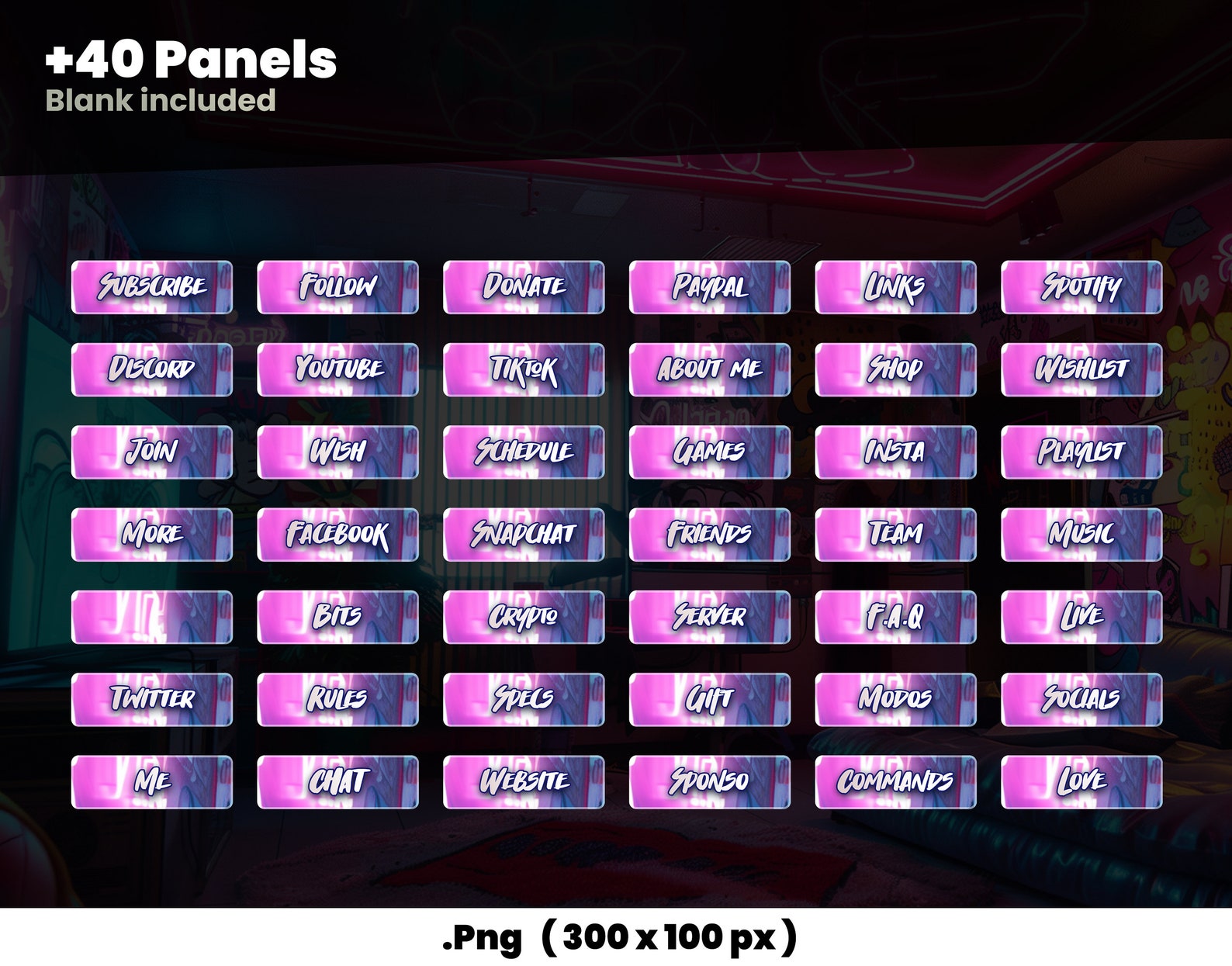 Low-fi Neon Room Stream Overlay | Animated | Overlay, Screen, Panels ...