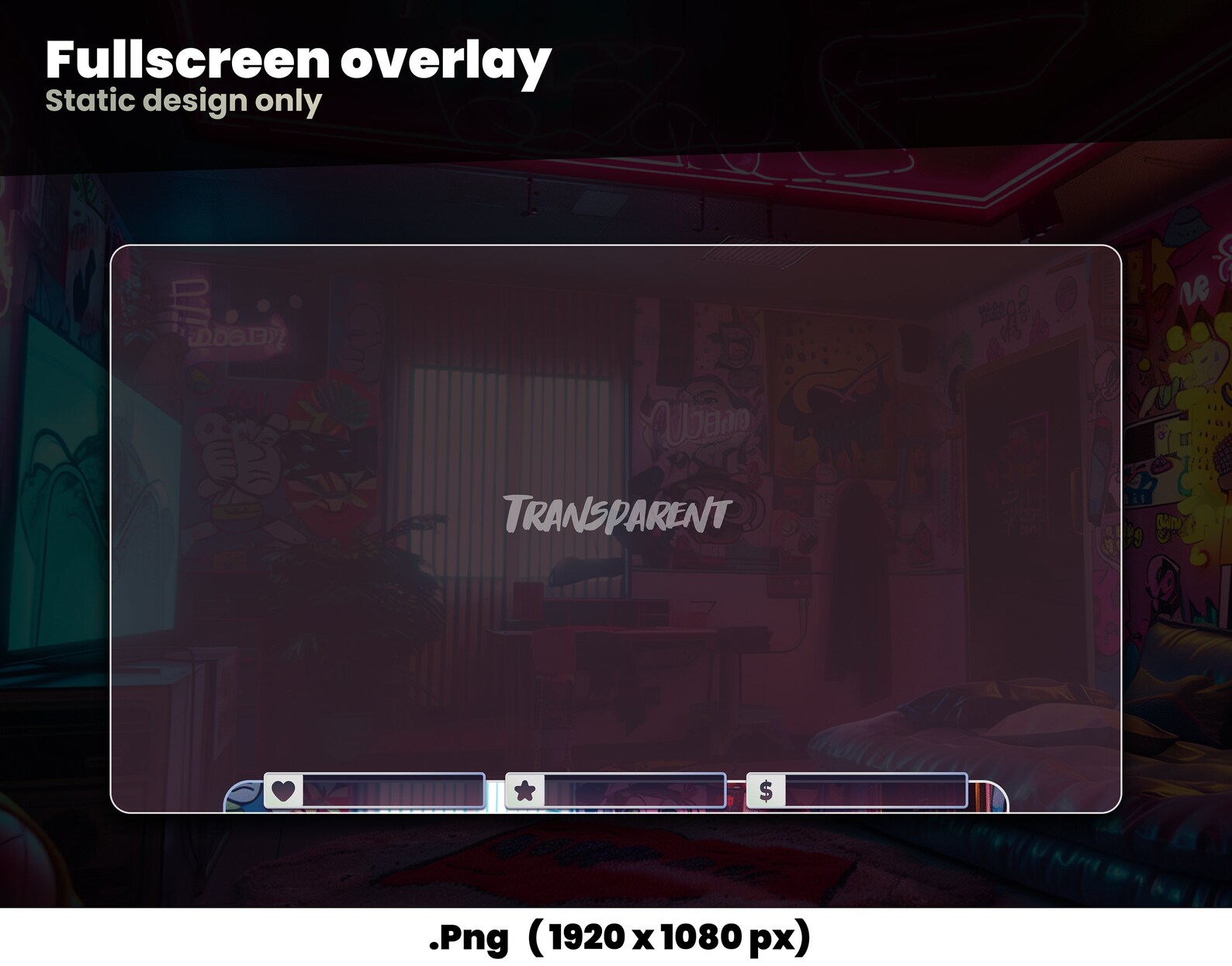 Low-fi Neon Room Stream Overlay | Animated | Overlay, Screen, Panels ...