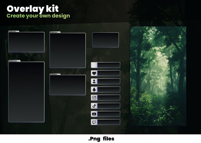 GREEN FOREST Tiktok Stream Package Tiktok Nature Overlays Kit Animated ...