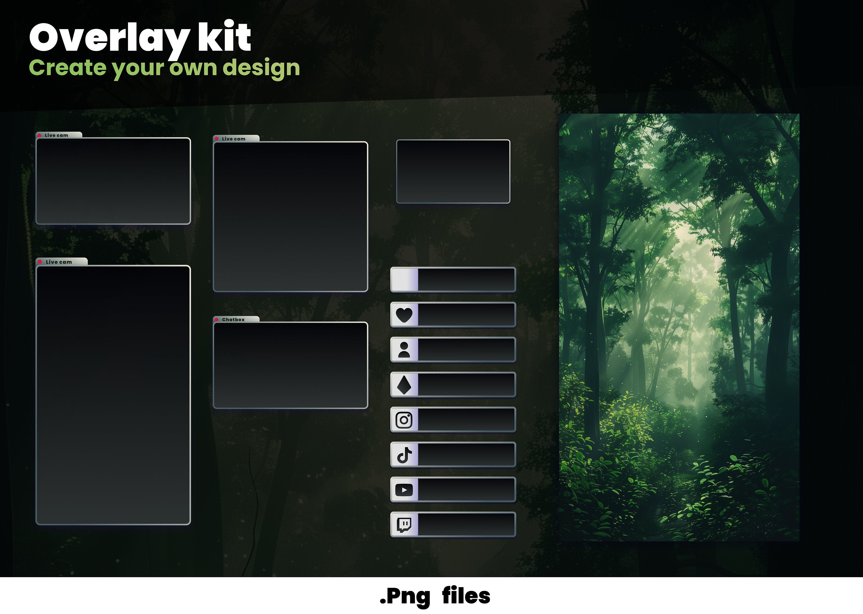 GREEN FOREST Tiktok Stream Package - Tiktok Nature Overlays Kit ...