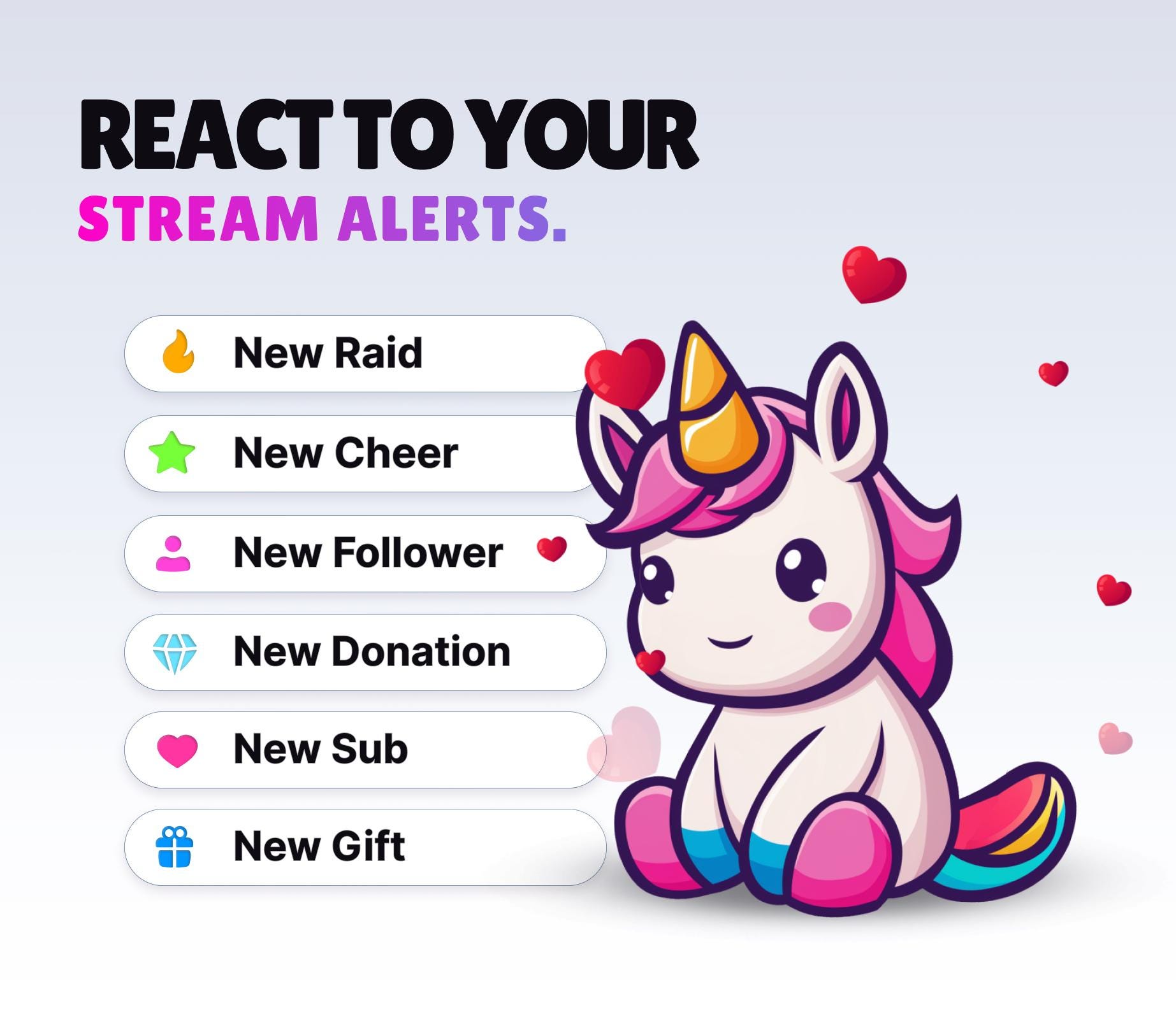 REACTIVE STREAM PET - Unicorn - Twitch Widget - Hd Files - Instant ...