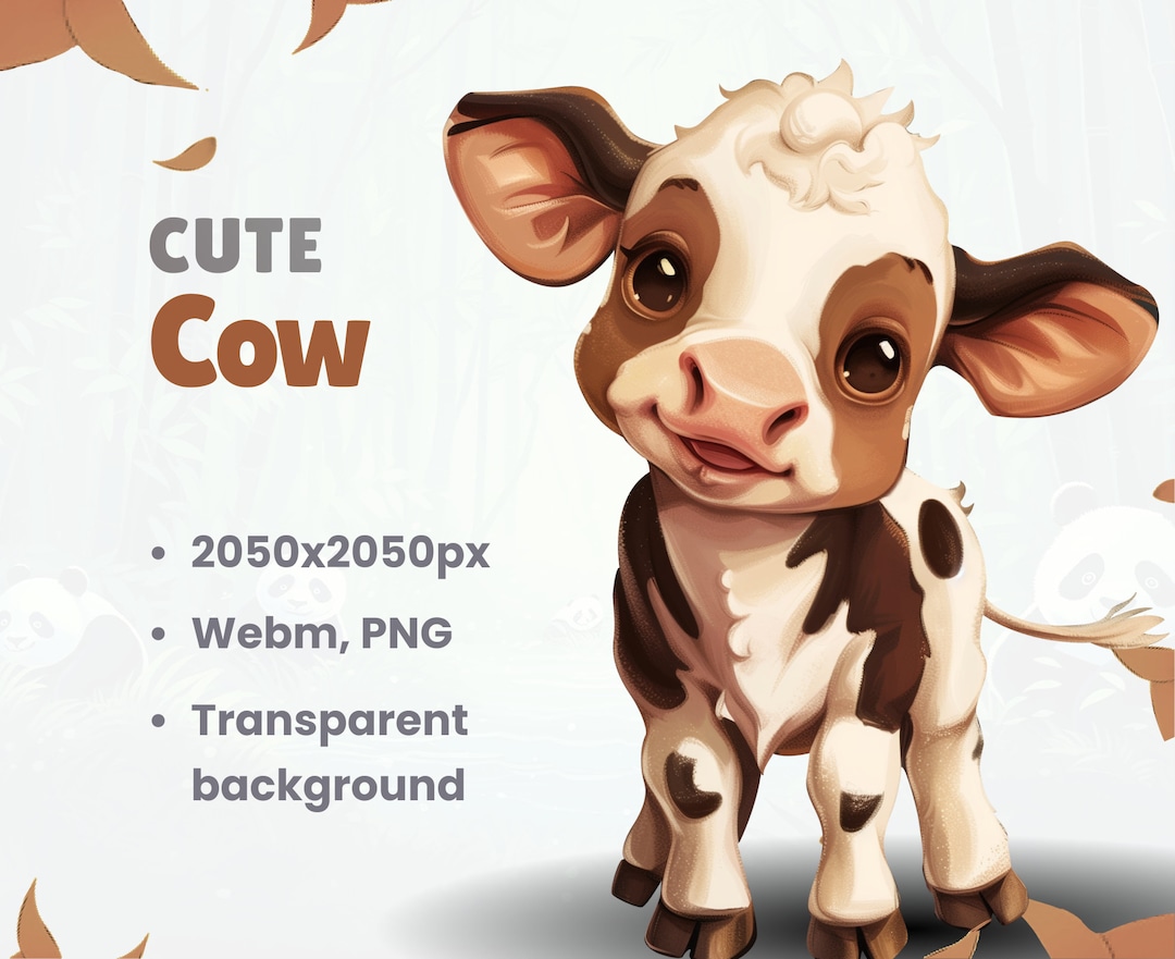 VTUBER PET Baby Cow - Cute Animated Cow With a Transparent Background ...