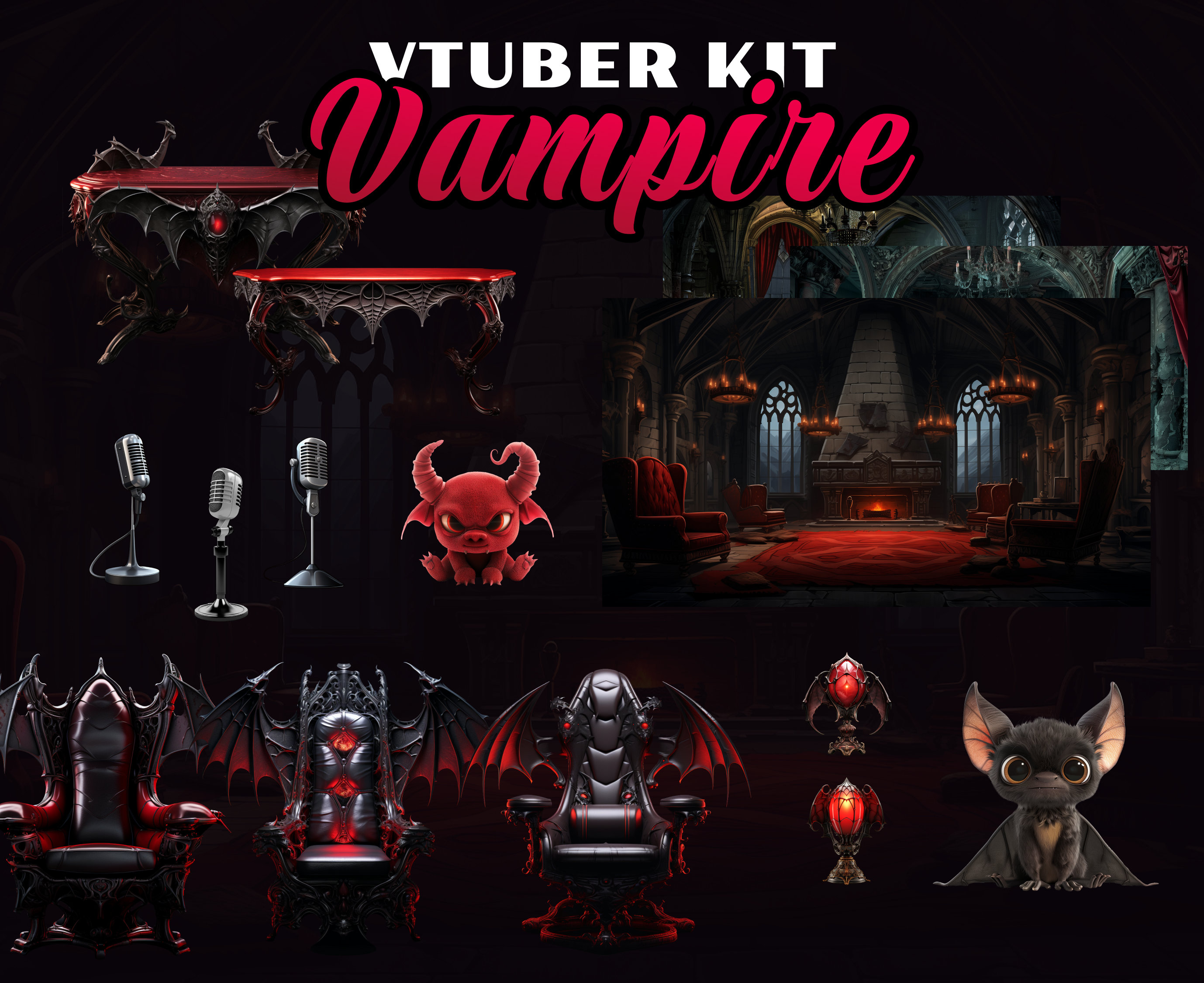 VTUBER VAMPIRE KIT - Stream Assets - Dracula / Vampire / Blood - Full ...