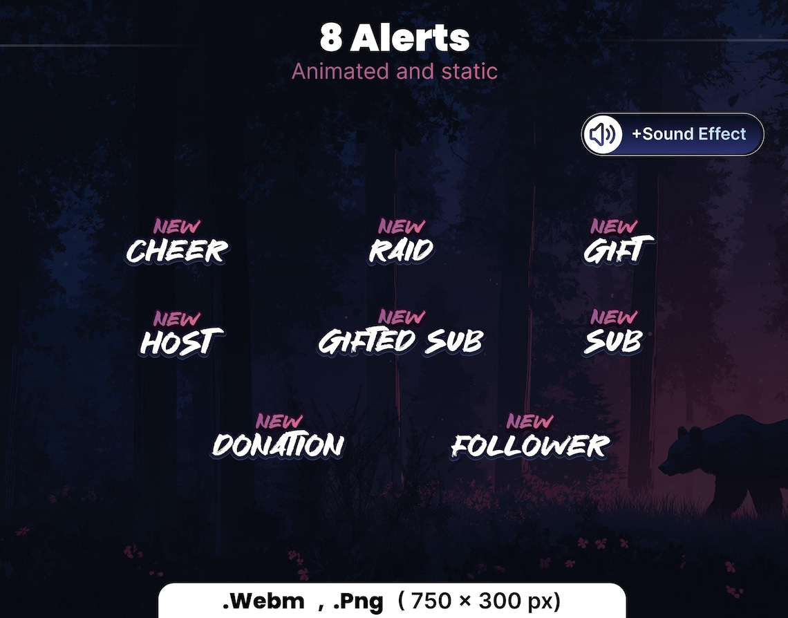 STREAM PACK - Midnight Bear - 1920x1080px - Animated - Forest ...