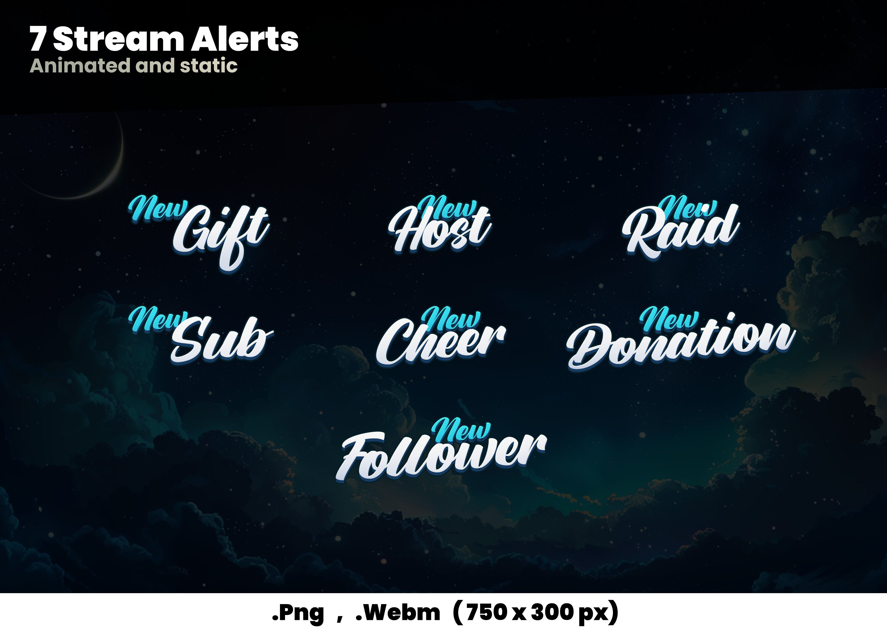 CELESTE STREAMPACK - Animated Stars Package - Moonlight Overlays ...