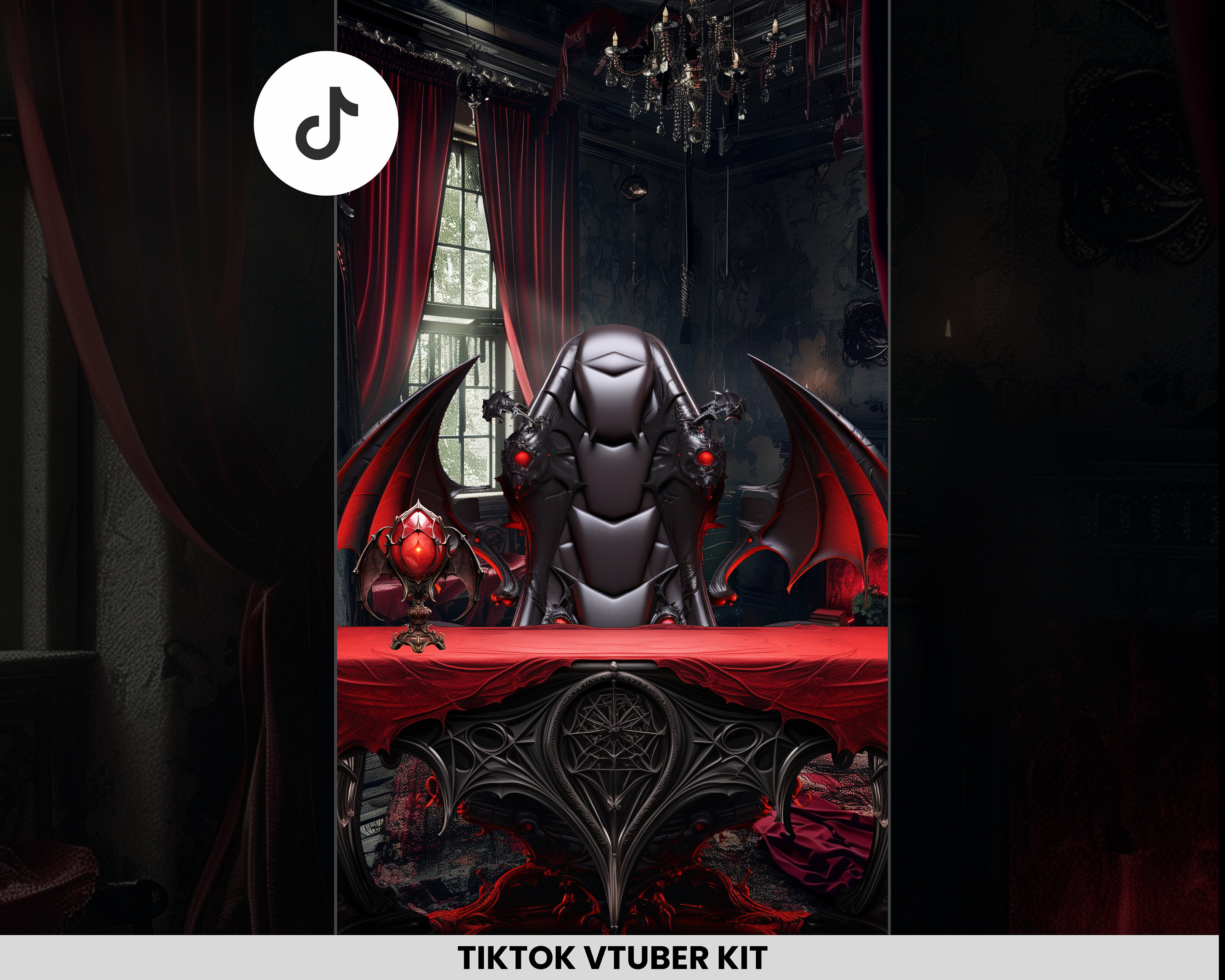 TIKTOK VTUBER KIT Dark Gothic Vampire Black and Red Chairs, Backgrounds ...