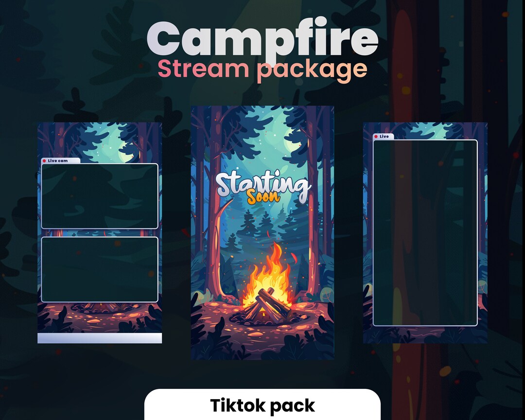 CAMPFIRE TIKTOK STREAMAPCK - Animated Tiktok Overlays - Nature Night ...