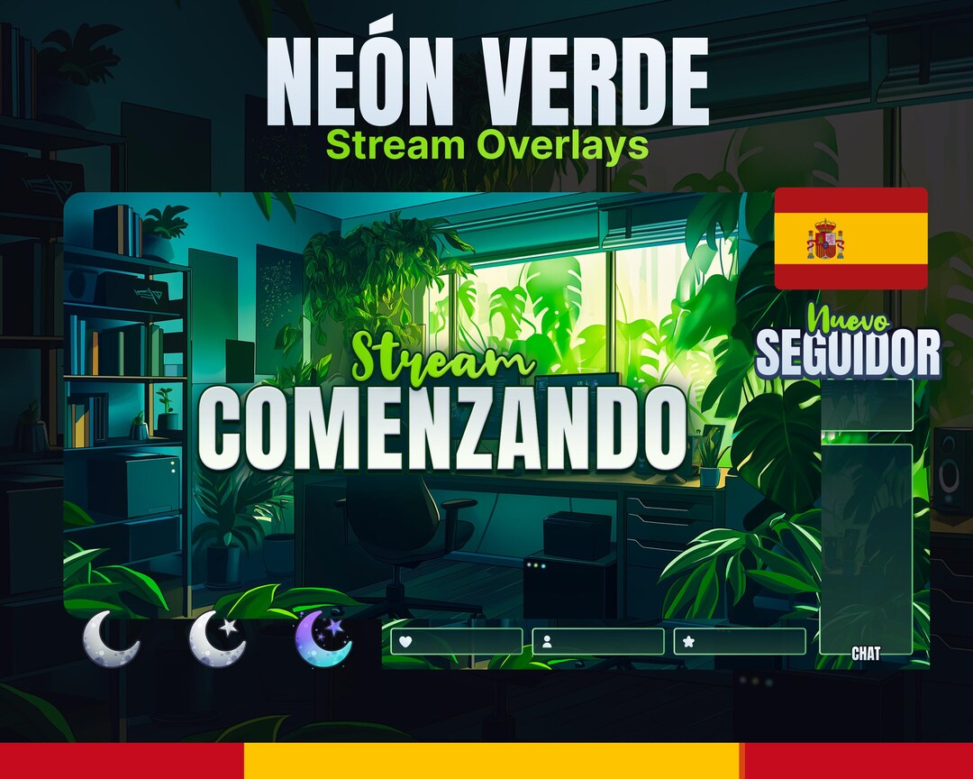 STREAMPACK - Neòn Verde - 1920x1080 - Spanish - Overlays, Screens ...