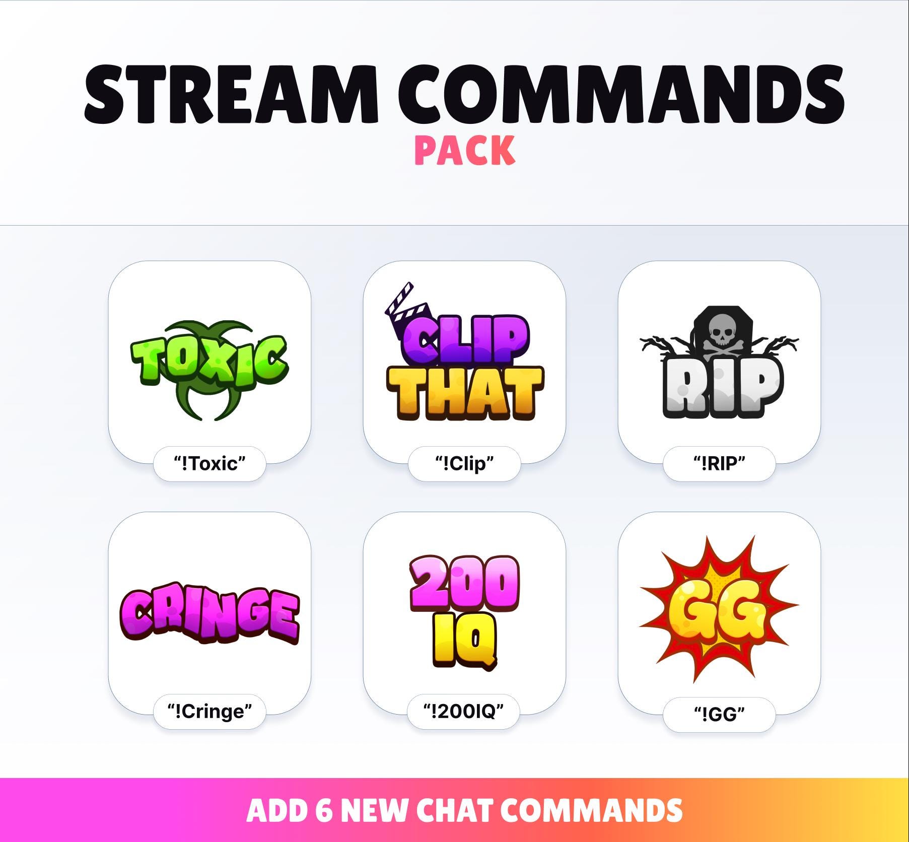 STREAM COMMANDS PACK - Chat Command for Twitch and Youtube // Instant ...
