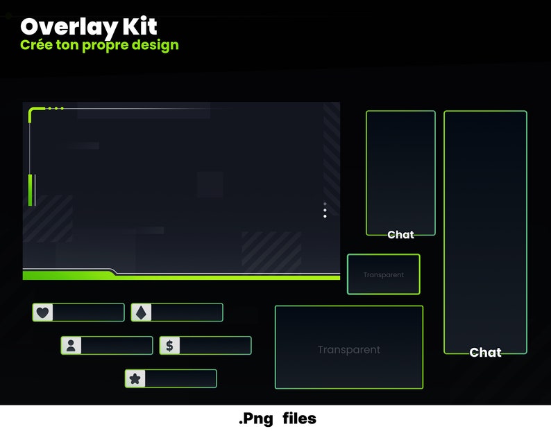 Cyber Vert - Stream Pack Français - Néon Cyber Overlays Kit FR - Écrans ...