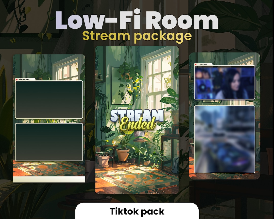 TIKTOK OVERLAYS - Low-fi Room With Plants - Animated Tik Tok Stream ...
