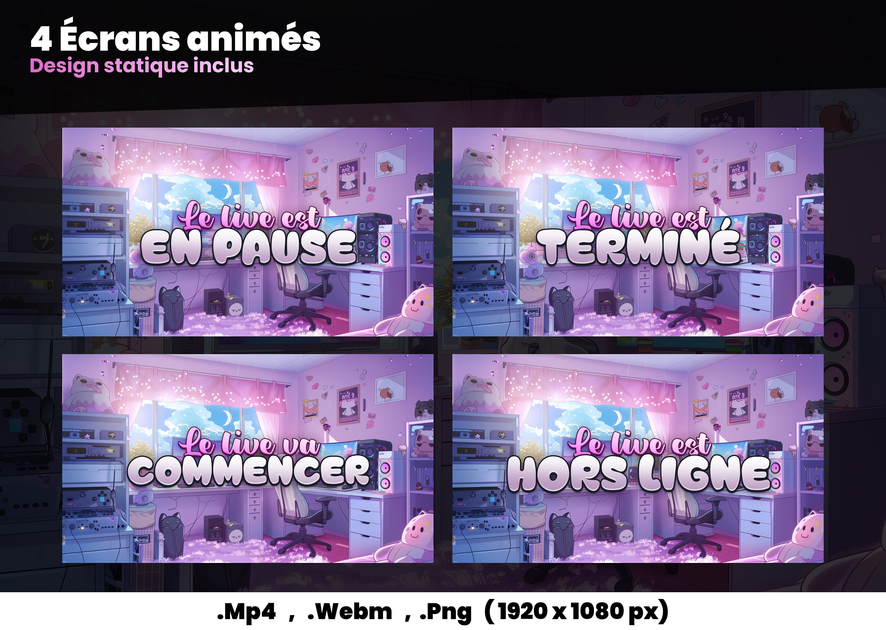 CUTE KAWAI STREAMPACK - French Stream Package - Purple and Pink - Cute ...
