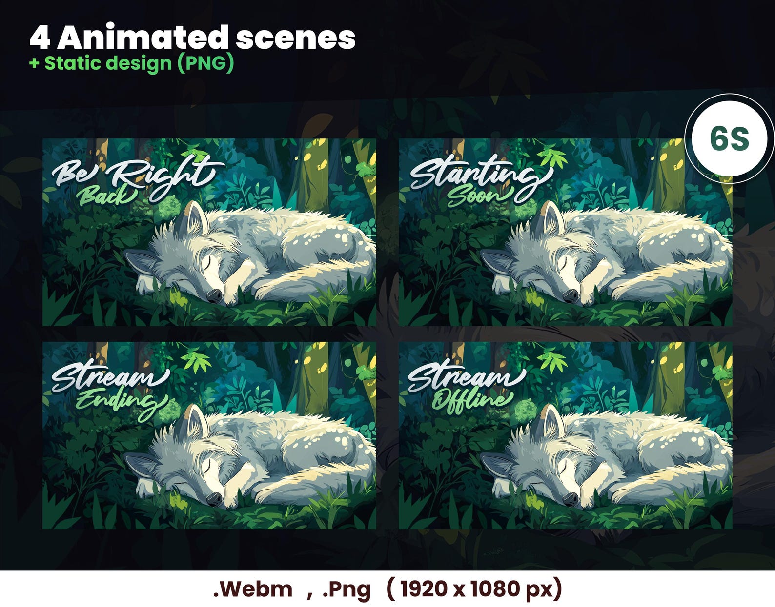 STREAMPACK - CUTE WOLF - 1920x1080px - Animated Stream Package ...