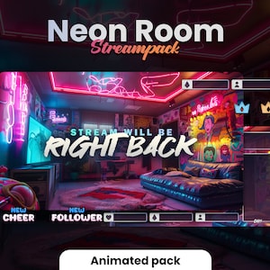 Low-fi Neon Room Stream Overlay | Animated | Overlay, Screen, Panels ...