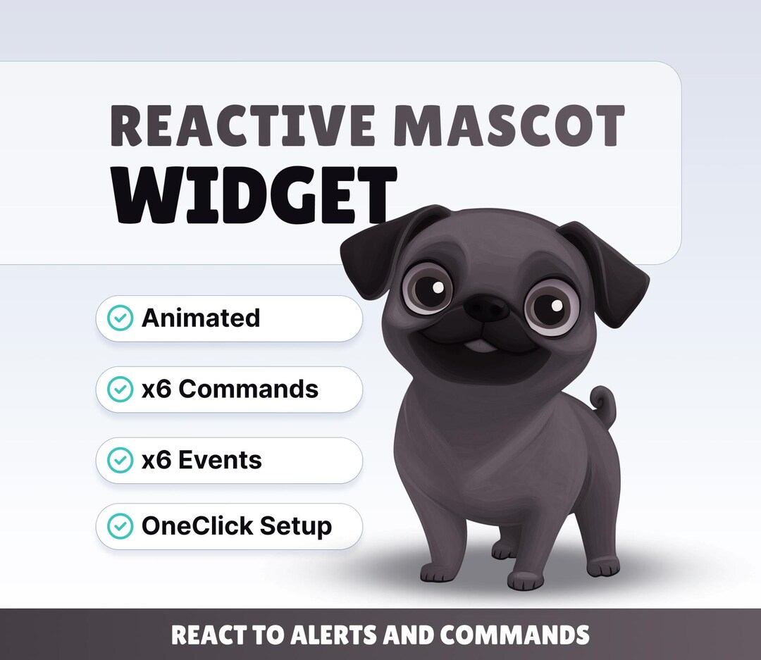 REACTIVE STREAM PET - Black Pug - Twitch Widget - Hd Files - Instant ...