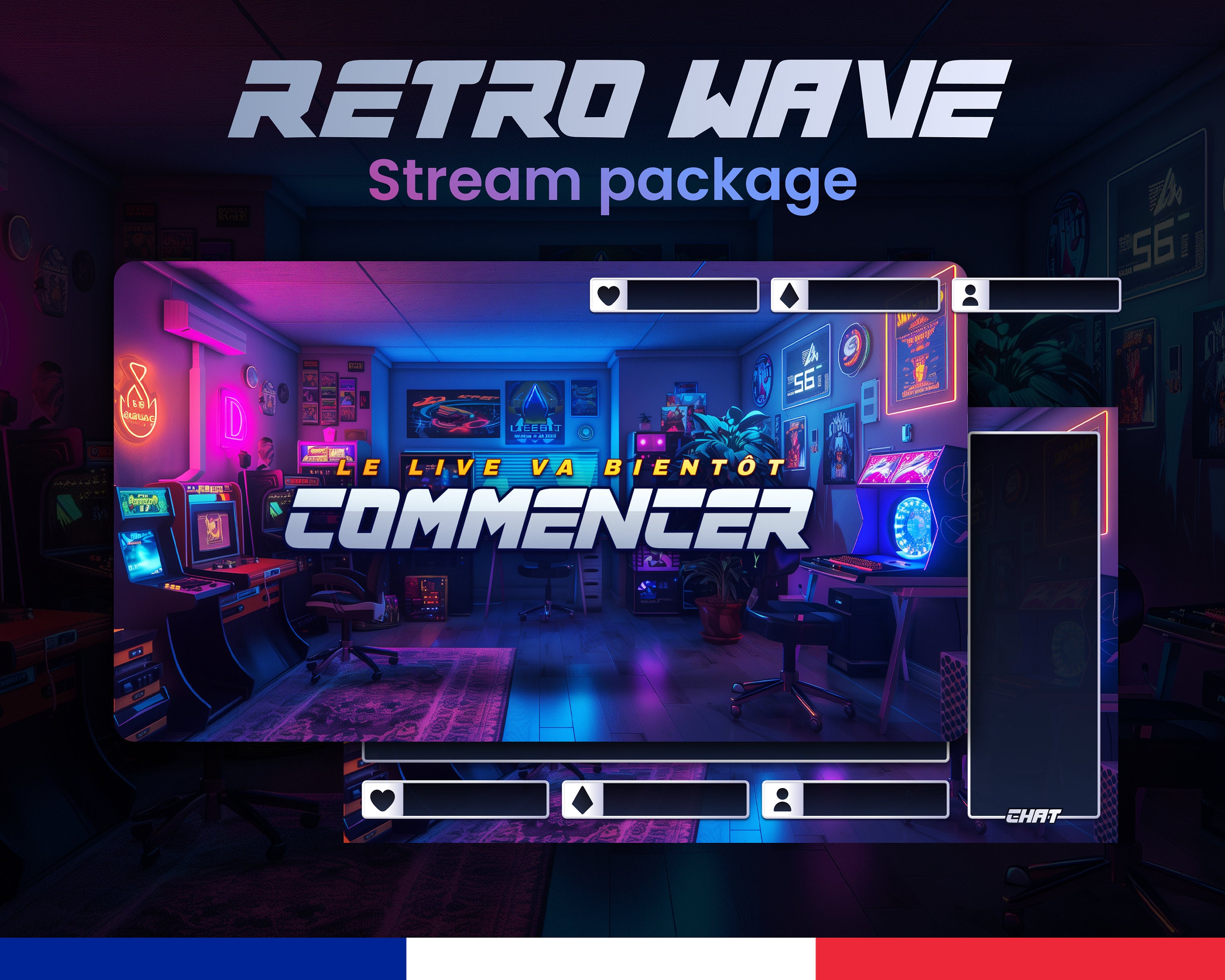 Pack De Diffusion Twitch RETRO WAVE FR Twitch Overlays En Français ...