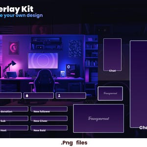 Low-fi Neon Gaming Room Overlays Pack | Twitch Stream Package ...