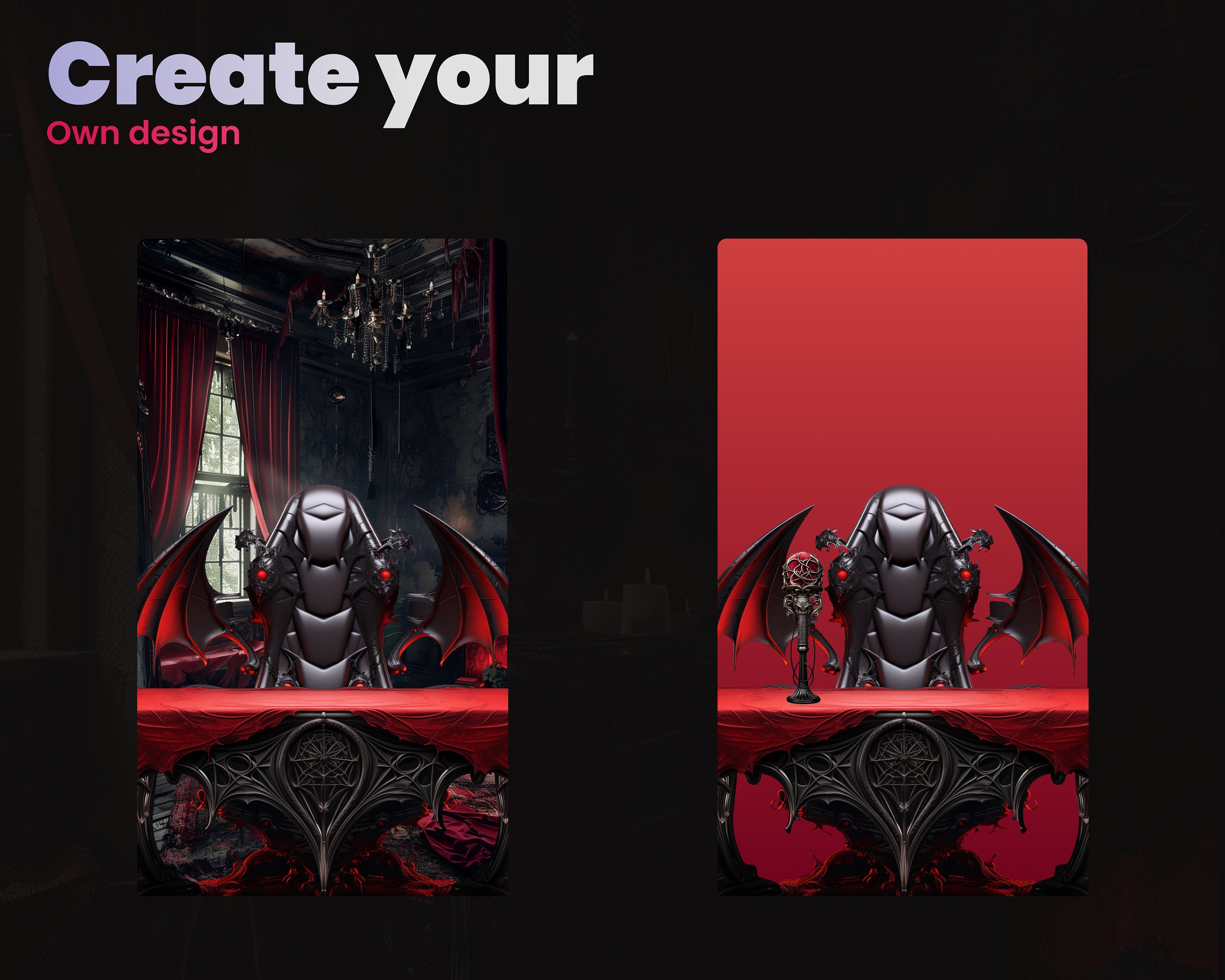 TIKTOK VTUBER KIT Dark Gothic Vampire Black and Red Chairs, Backgrounds ...