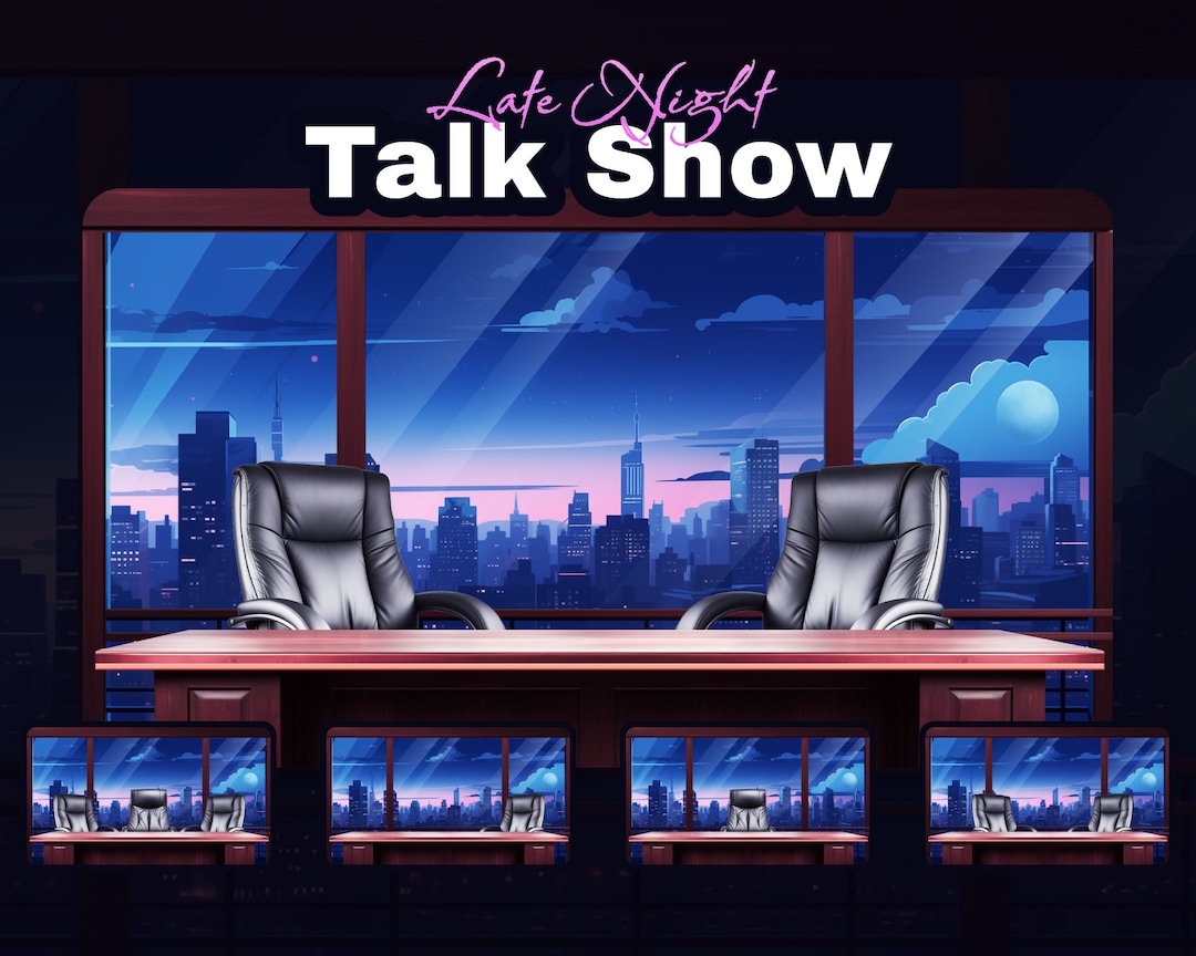 VTUEBR BACKGROUND - Late Night Talk Show - Animated Pngtuber Background - Stream Assets - TV ...