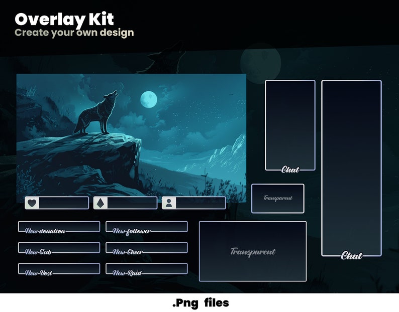 MYSTIC WOLF STREAMPACK Twitch Night Overlays Kit Animated Package Wolf ...