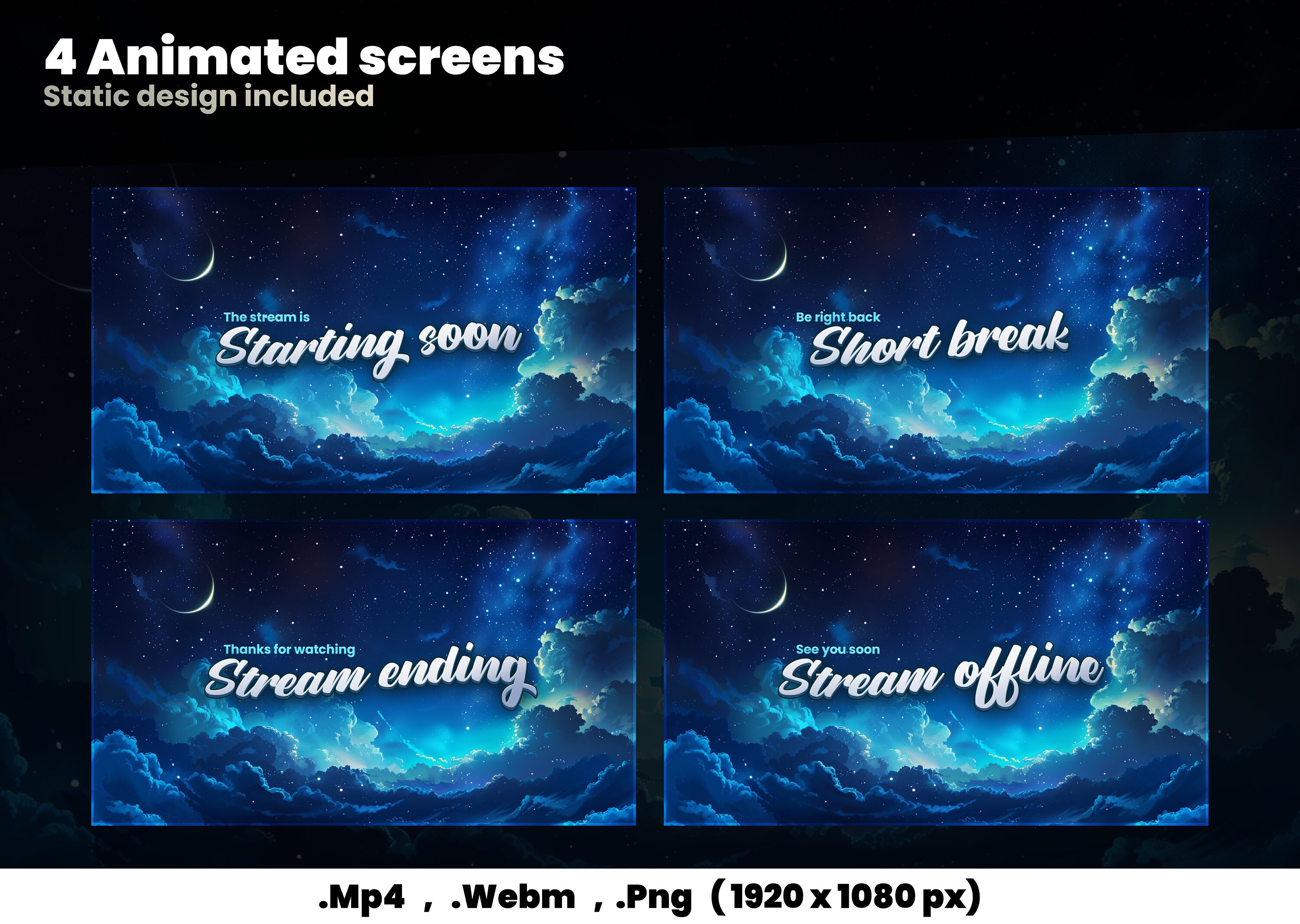 CELESTE STREAMPACK Animated Stars Package Moonlight Overlays Stars and ...