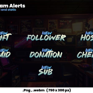 RETRO GAMING ROOM Streampack - Twitch Retro Overlays - Blue and Red ...