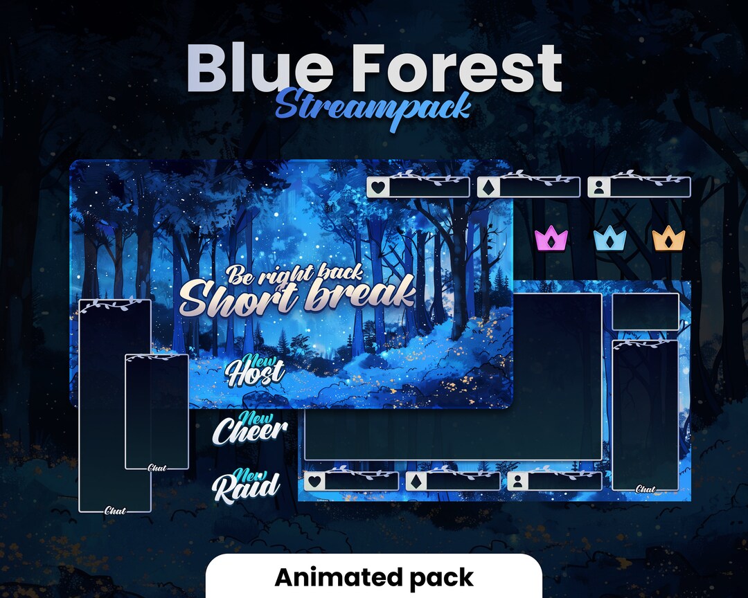 BLUE FOREST Stream Pack - Magic Forest Overlays Kit - Blue and Black ...