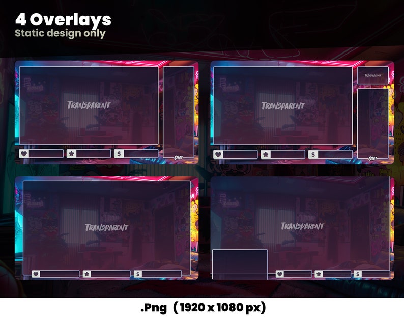 Low-fi Neon Room Stream Overlay | Animated | Overlay, Screen, Panels ...