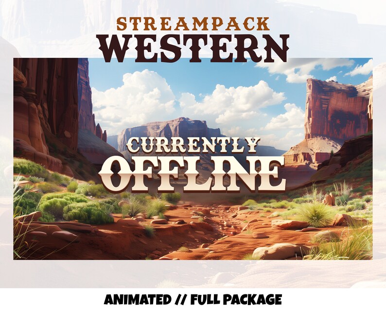 WESTERN Twitch Stream Package Animated Orange and Yellow Texas Canyon ...
