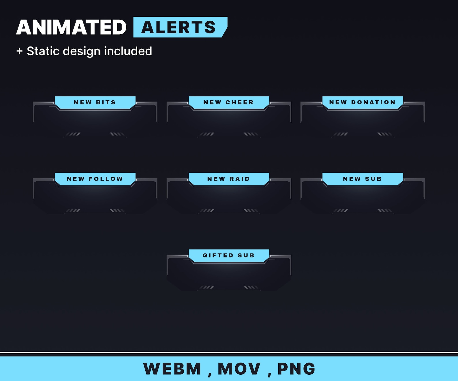 ANIMATED STREAM OVERLAY Cyber Minimalist Black Blue Twitch and Obs ...