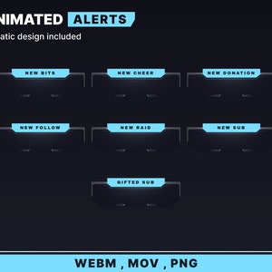 ANIMATED STREAM OVERLAY - Cyber Minimalist - Black Blue - Twitch and ...