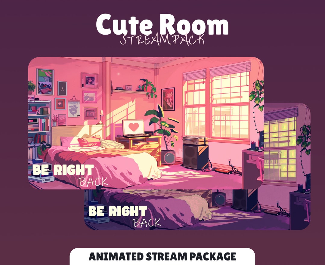Cozi Pink Bedroom Stream Overlay Kit – Animated Twitch Screens - Etsy