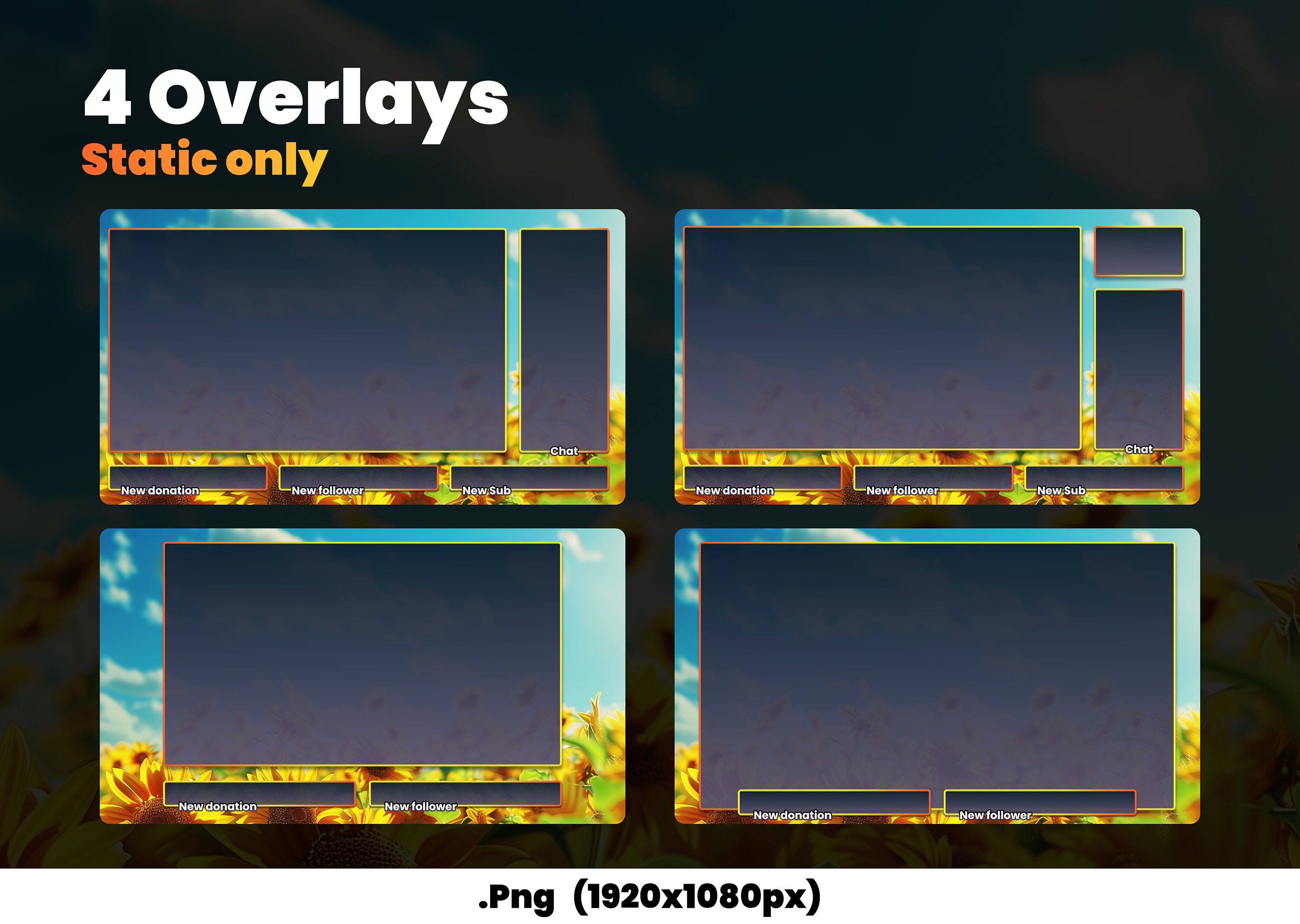 Animated Sunflower Twitch Stream Package - Overlays, Badges, Screens ...
